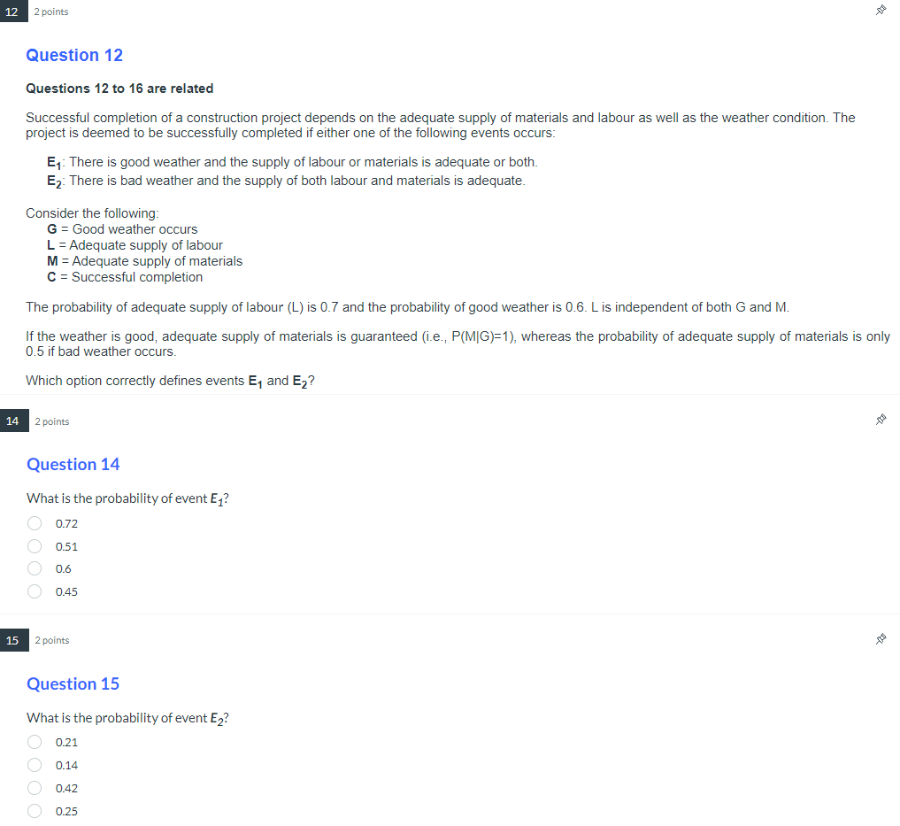 Solved Questions 12 to 16 are related Successful completion | Chegg.com