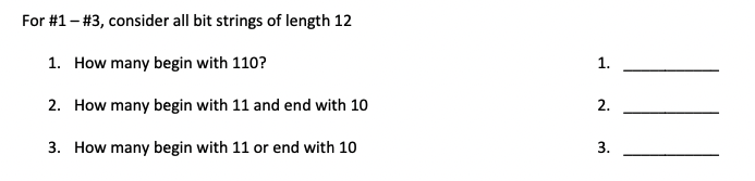 Solved For #1 - #3, consider all bit strings of length 12 1. | Chegg.com