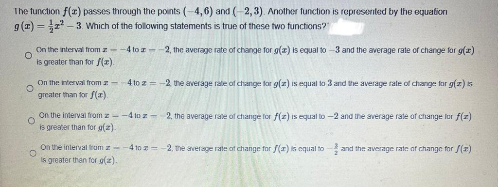 Solved The function f(x) passes through the points (−4,6) | Chegg.com