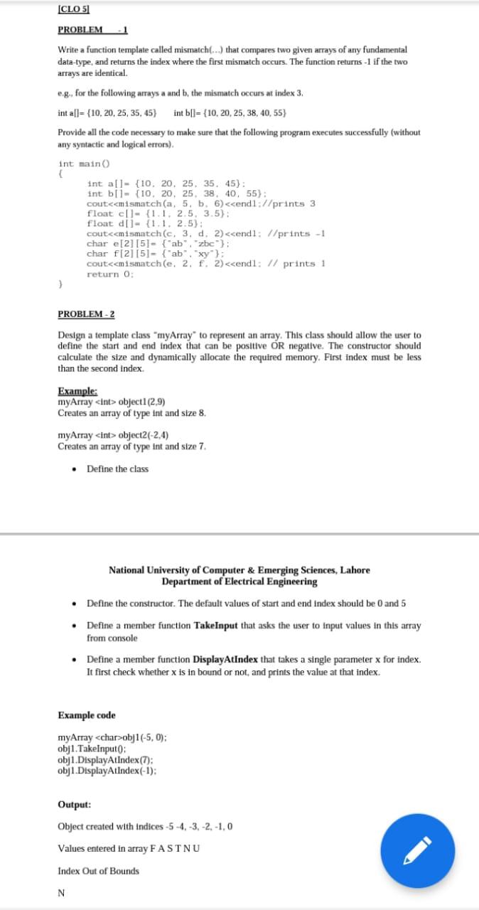 Solved ICLO 51 PROBLEM 1 Write a function template called | Chegg.com
