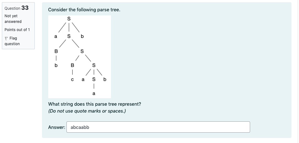 Solved Consider the following parse tree. S Question 33 Not | Chegg.com