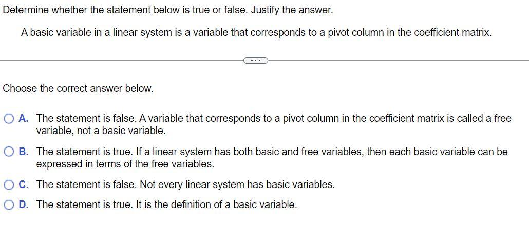 Solved Determine whether the statement below is true or | Chegg.com
