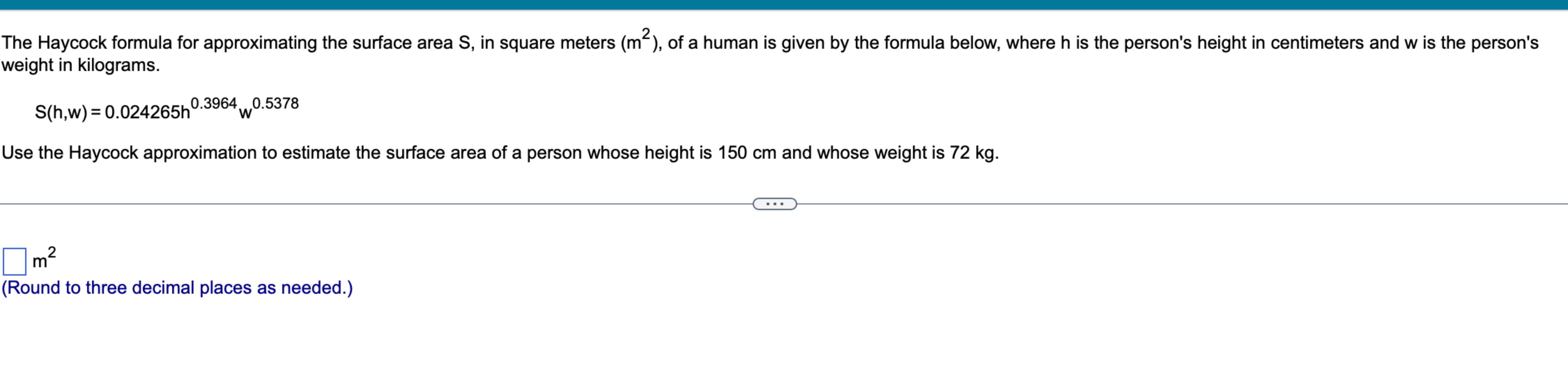 Solved The Haycock formula for approximating the surface | Chegg.com