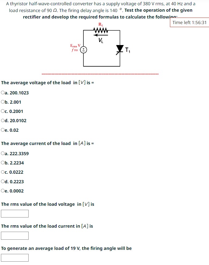 Solved A thyristor half-wave-controlled converter has a | Chegg.com