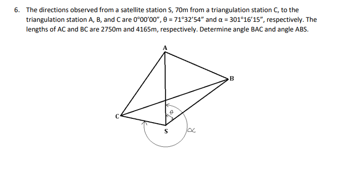 Solved The directions observed from a satellite station S,70 | Chegg.com