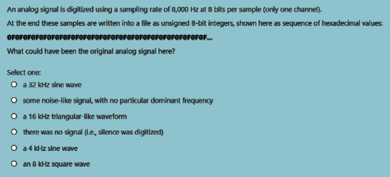 Solved An analog signal is digitized using a sampling rate | Chegg.com