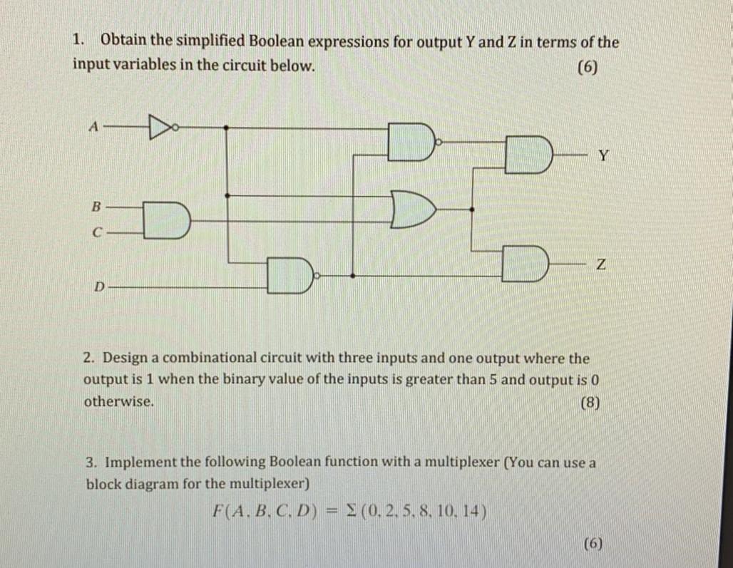 Solved 1. Obtain the simplified Boolean expressions for | Chegg.com