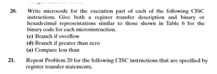 Solved 20. Write microcode for the execution part of each of | Chegg.com