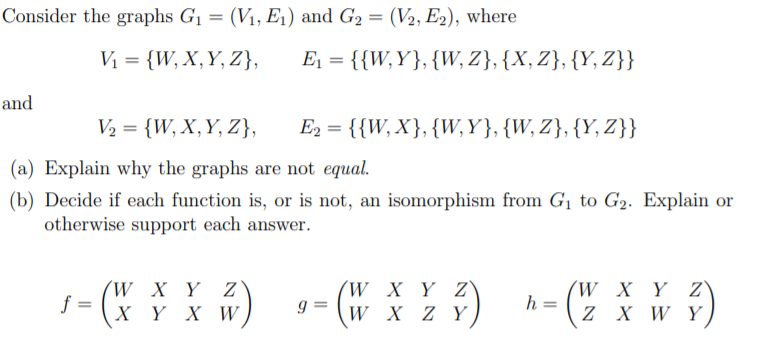 Solved Consider the graphs G1 = (V1, E1) and G2 = (V2, E2), | Chegg.com