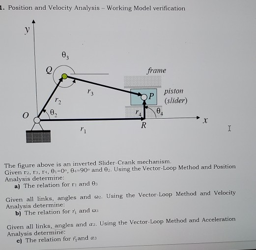 Solved 1. Position and Velocity Analysis - Working Model | Chegg.com