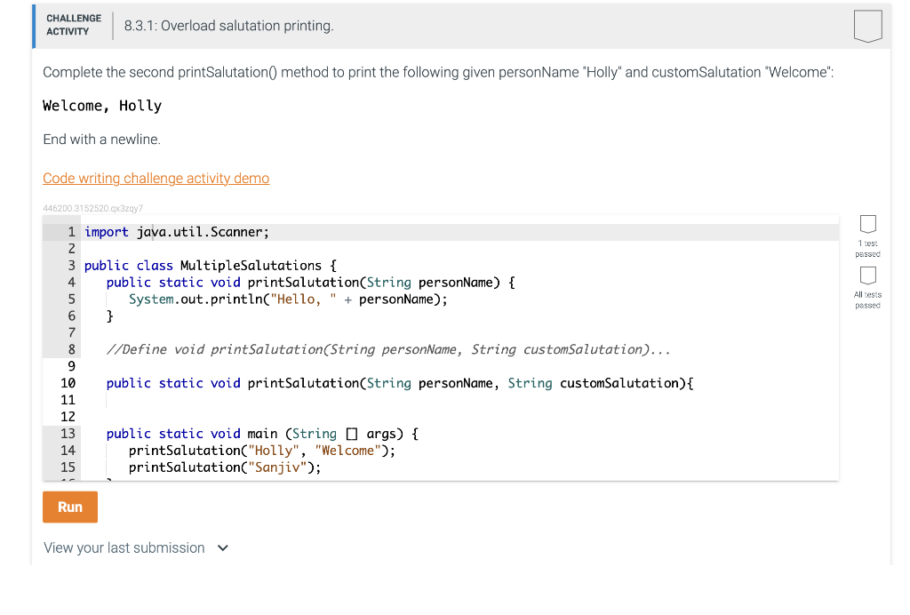 Solved Complete the second printSalutation0 method to print | Chegg.com