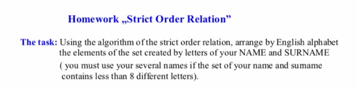 Solved Homework Strict Order Relation The Task Using The 0048