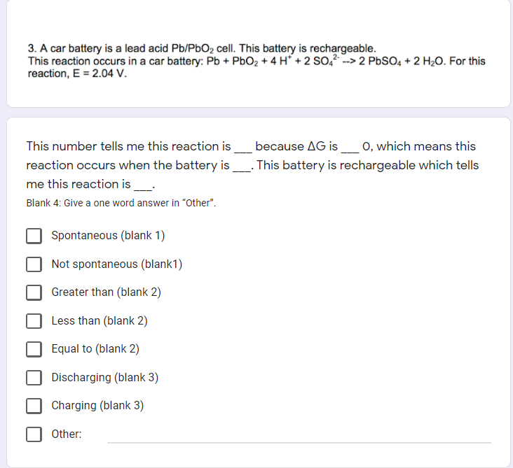 Solved 3. A car battery is a lead acid Pb/PbO2 cell. This | Chegg.com