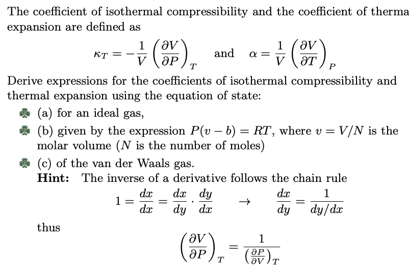 Solved () tor α = (*), P The coefficient of isothermal | Chegg.com