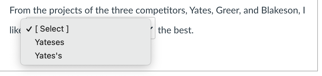Solved From the projects of the three competitors, Yates, | Chegg.com