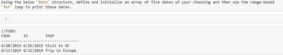 Solved Using the below "Date structure, define and | Chegg.com