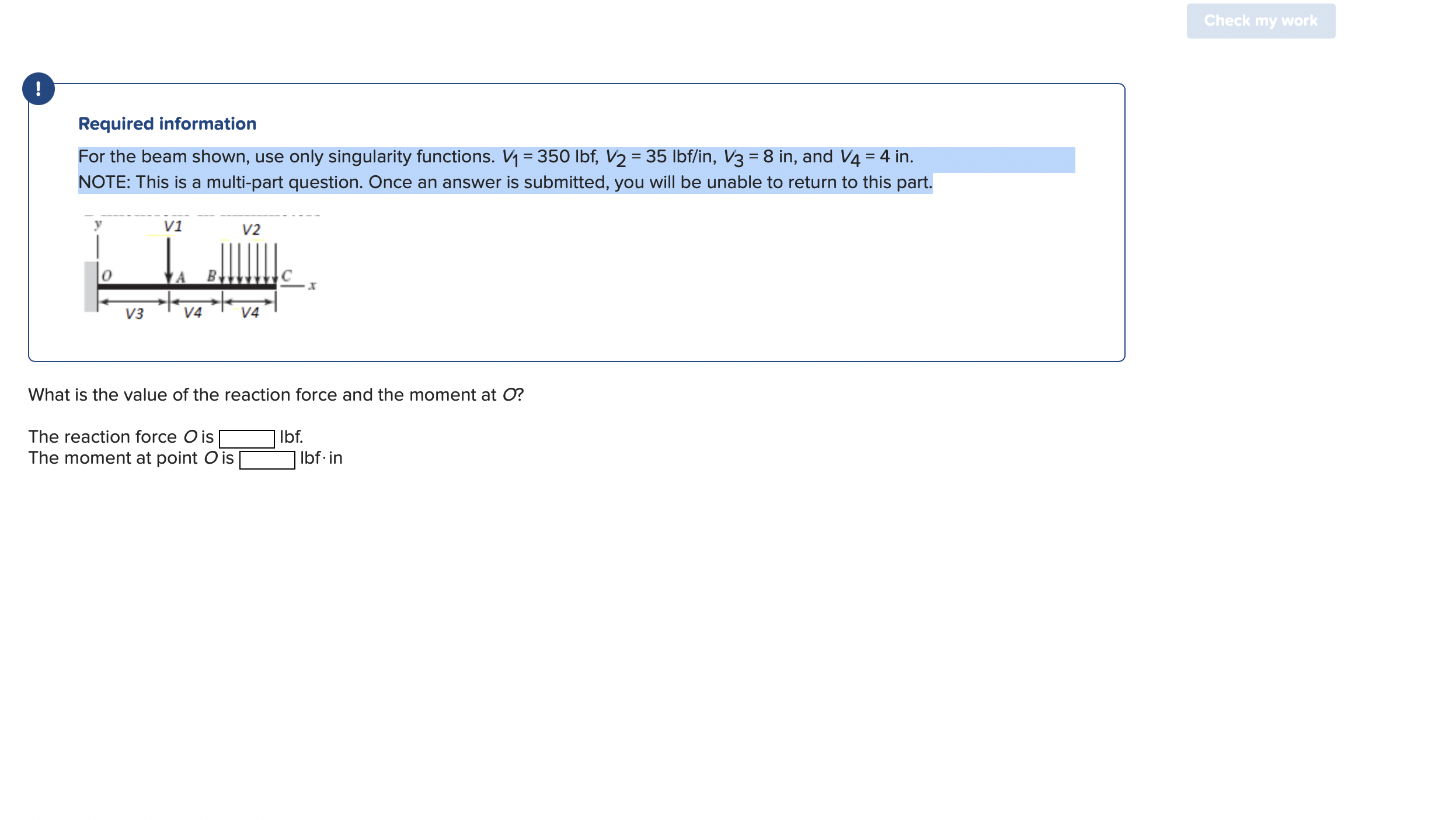 Solved Required information For the beam shown, use only | Chegg.com