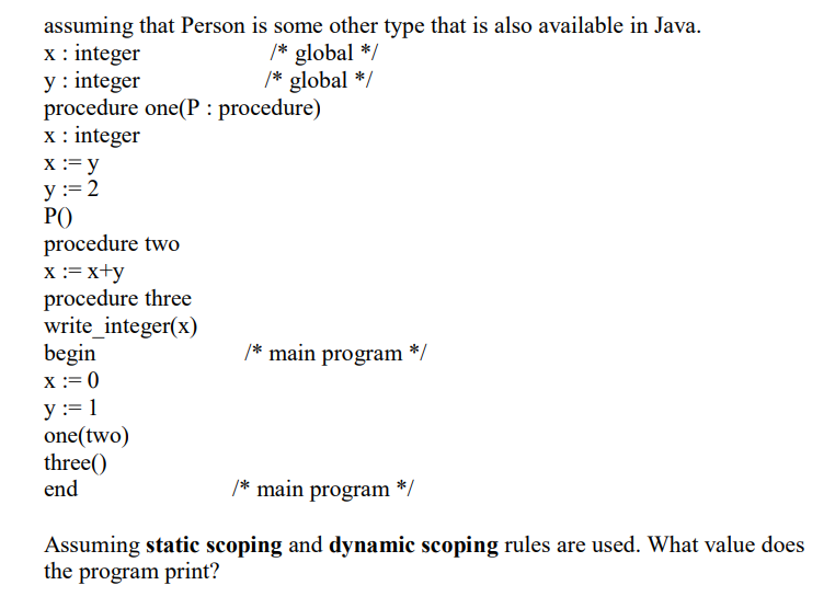 Solved assuming that Person is some other type that is also | Chegg.com