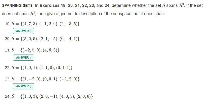 Solved SPANNING SETS In Exercises 19, 20, 21, 22, 23, and | Chegg.com
