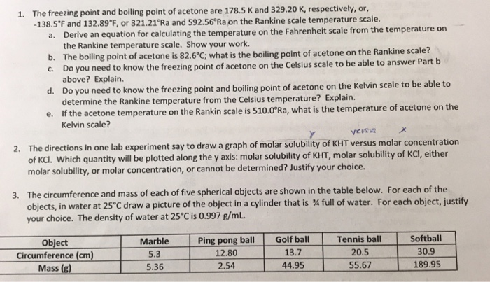 1. The freezing point and boiling point of acetone | Chegg.com