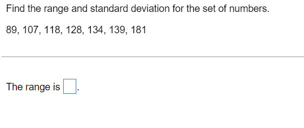 Solved Find the range and standard deviation for the set of | Chegg.com