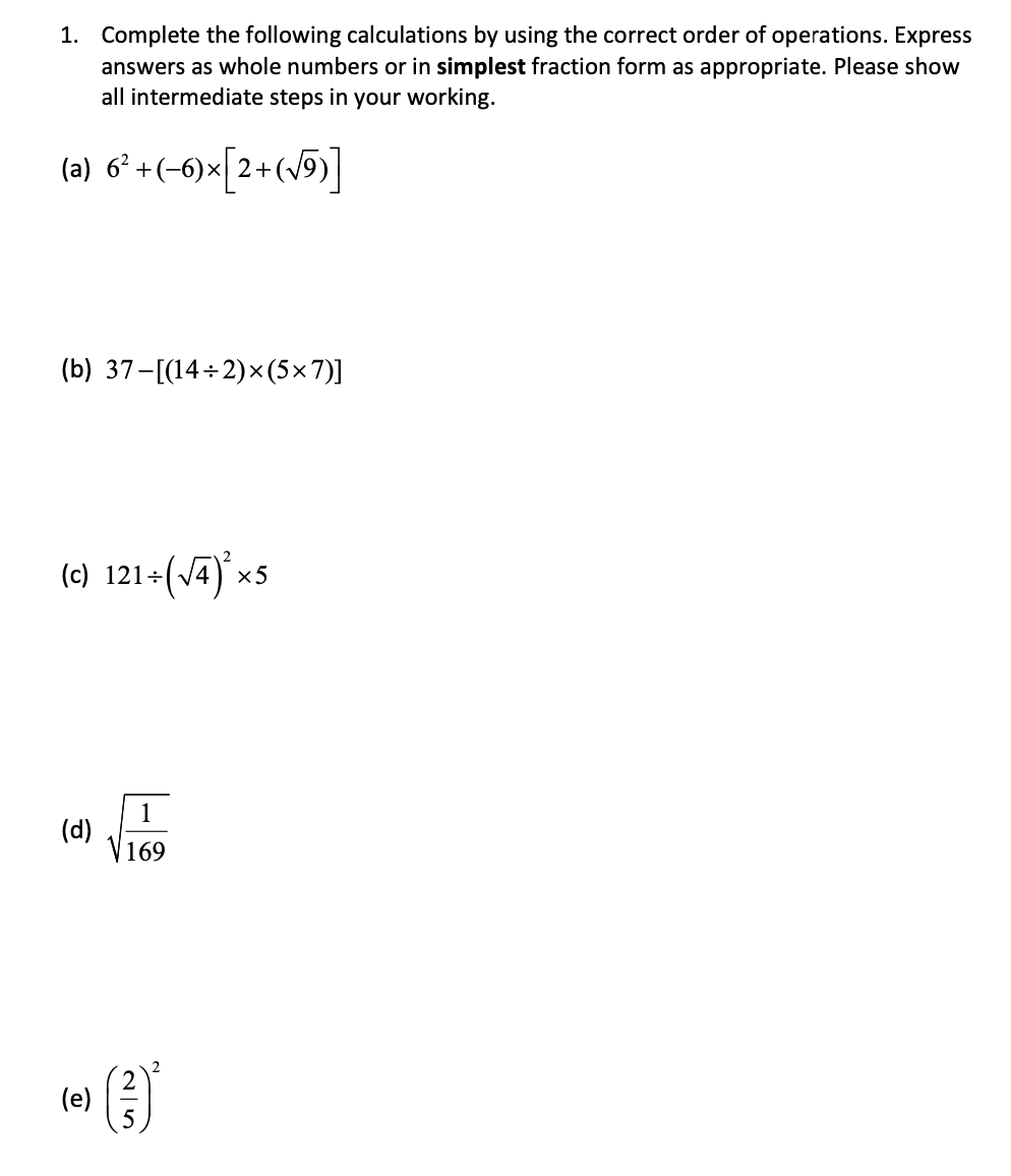 Solved 1. Complete the following calculations by using the | Chegg.com