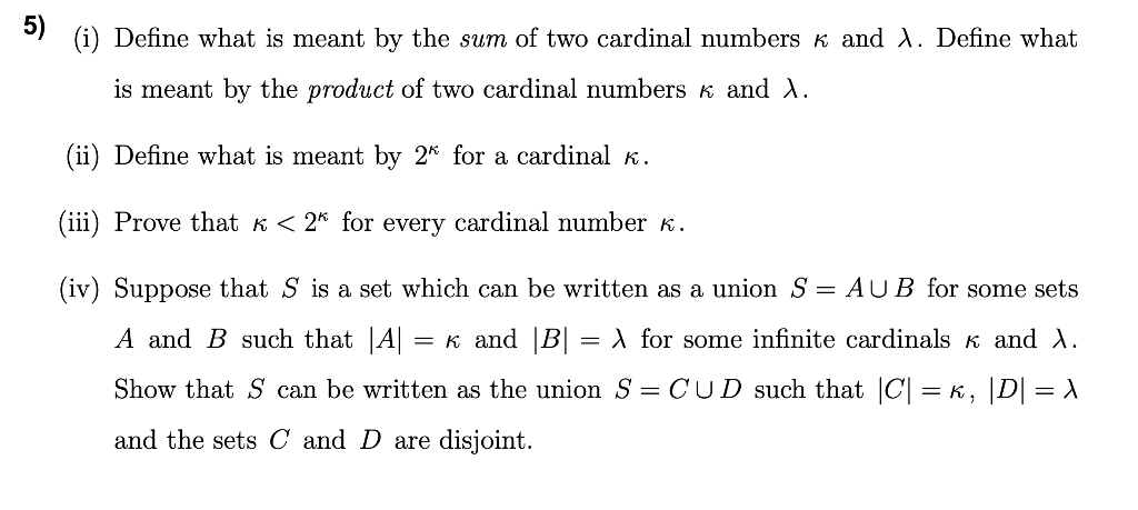 Solved 5) (i) Define what is meant by the sum of two | Chegg.com
