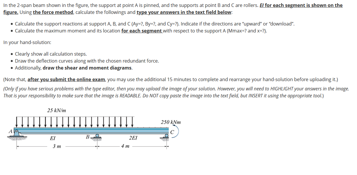 Solved In the 2-span beam shown in the figure, the support | Chegg.com