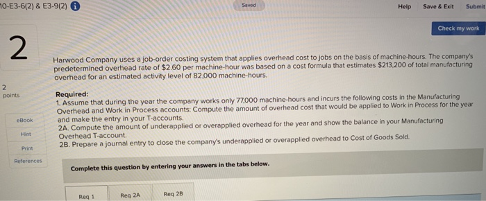 Solved 0-E3-6(2)& E3-9(2) 6 Saved Help Save&Exit Submit | Chegg.com
