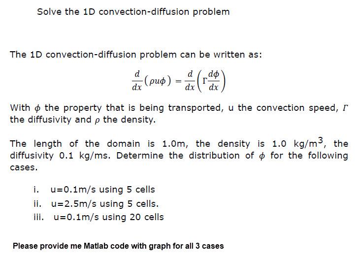 Solved Solve The 1d Convection Diffusion Problem The 1d