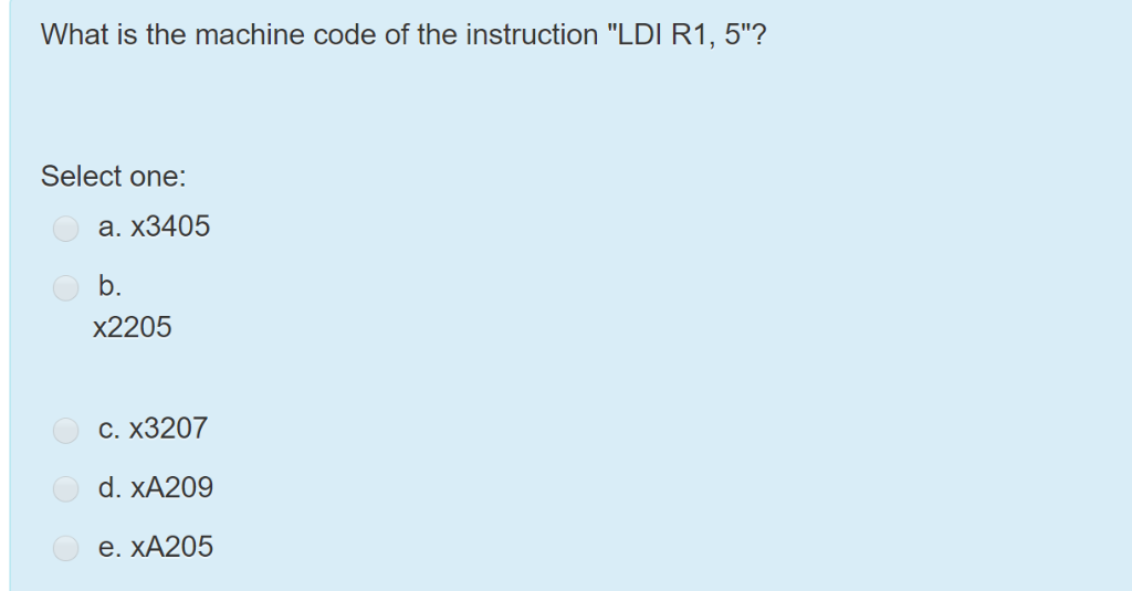 Solved What is the machine code of the instruction "LDI R1, | Chegg.com