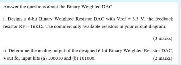 Solved Answer the questions about the Binary Weighted DAC: | Chegg.com