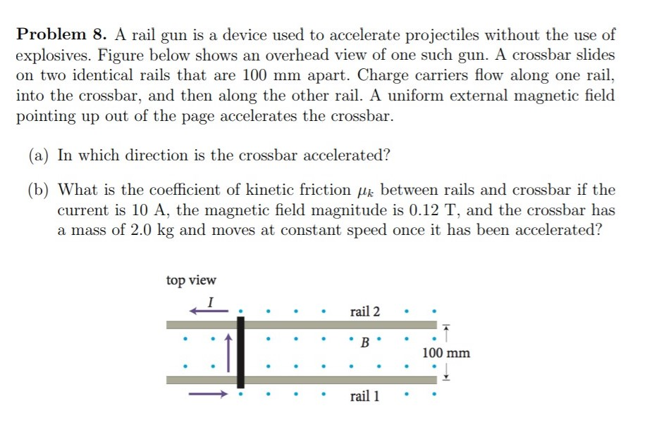 Solved Problem 8. A rail gun is a device used to accelerate | Chegg.com