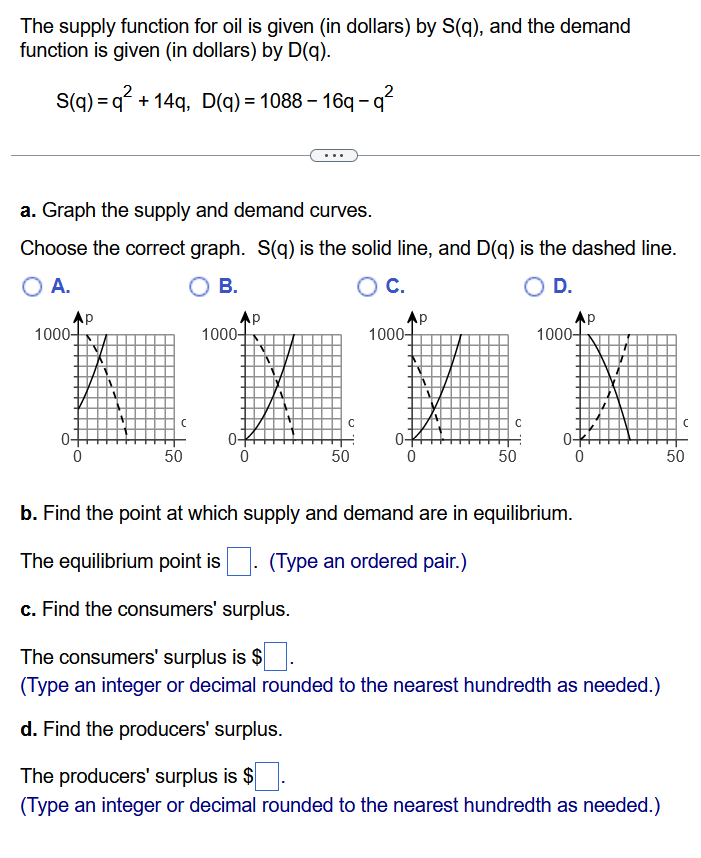 Solved The supply function for oil is given (in dollars) by | Chegg.com