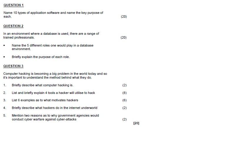 Solved QUESTION 1 Name 10 types of application software and | Chegg.com