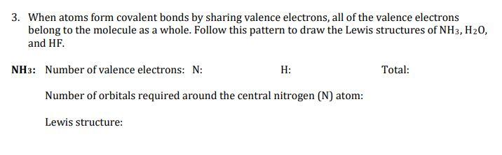 Solved Total: H20: Number of valence electrons: O: H: Number | Chegg.com