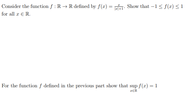 Solved Consider The Function F R→r Defined By F X ∣x∣ 1x