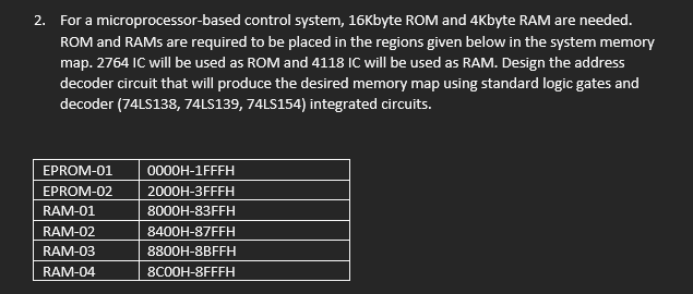 Solved 2. ﻿For a microprocessor-based control system, 16 | Chegg.com