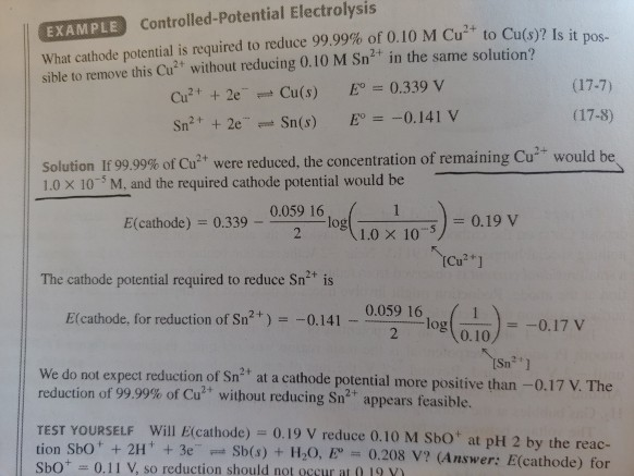 Solved What cathode potential is required to reduce 99.99% | Chegg.com