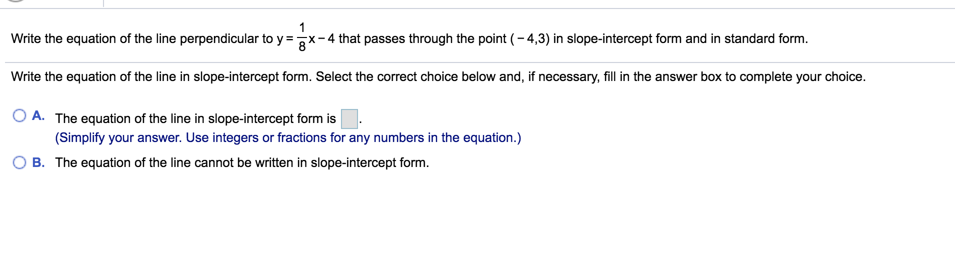 Solved Write the equation of the line perpendicular to | Chegg.com