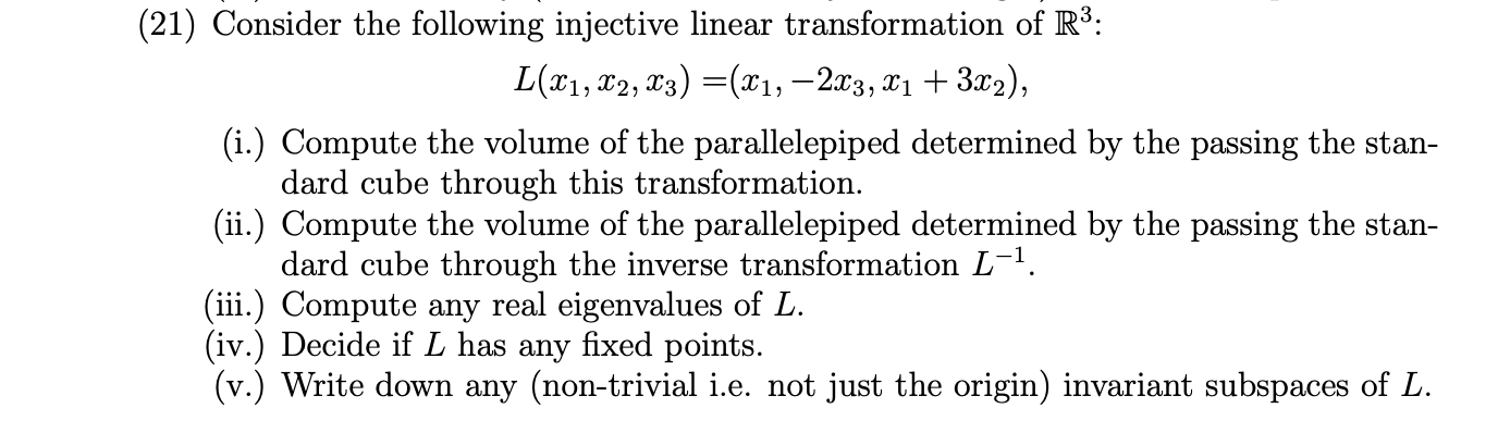 Solved (21) Consider the following injective linear | Chegg.com