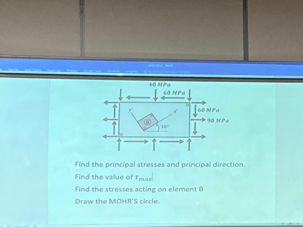 Solved Find the principal stresses and principal direction. | Chegg.com