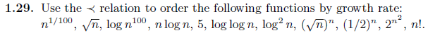Solved 1.29. Use the ≺ relation to order the following | Chegg.com