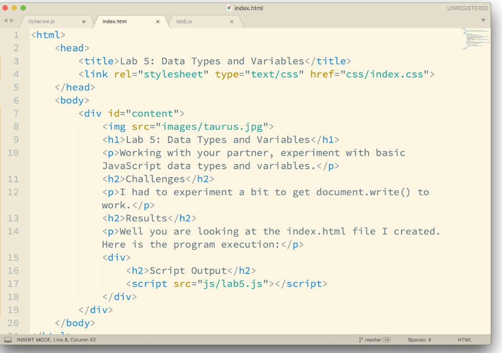 Task 1: JavaScript Variables In the console, create | Chegg.com