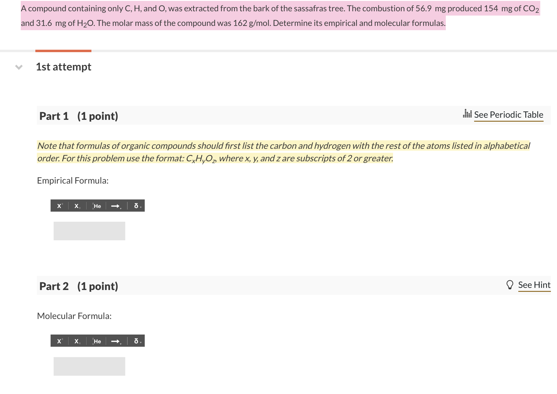 Solved A compound containing only C,H, ﻿and O , ﻿was | Chegg.com