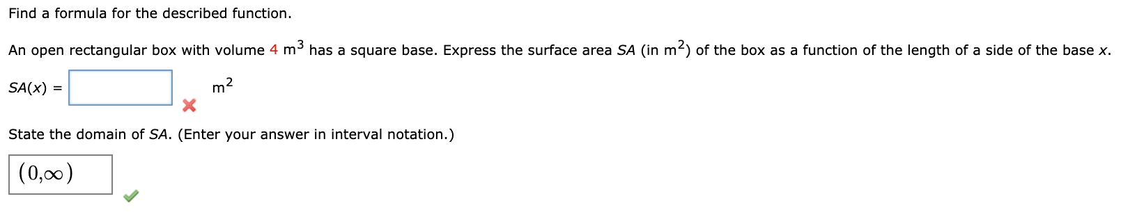 Solved Find a formula for the described function. An open | Chegg.com