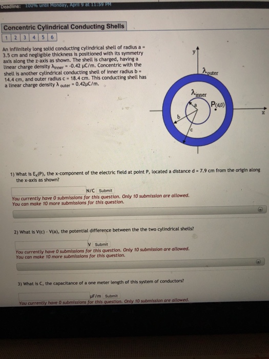 Solved Concentric Cylindrical Conducting Shells 1 2 3 45 6 | Chegg.com