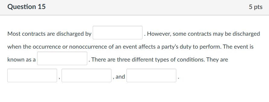 Solved Most contracts are discharged by _______ . However, | Chegg.com