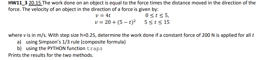 Solved HW11_3 20.15 The work done on an object is equal to | Chegg.com