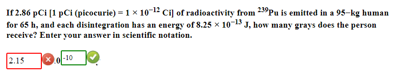 Solved If 2.86 pCi [1 pCi (picocurie) = 1 x 10-12 Ci] of | Chegg.com